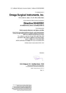 Certifications - Omega Surgical Instruments